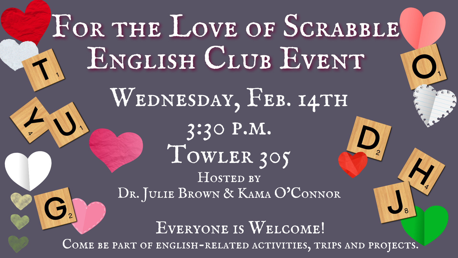 English Club Event: For the Love of Scrabble | Clatsop Community College